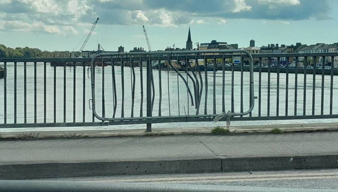 Section of the Rice Bridge in Waterford City damaged by collision ...